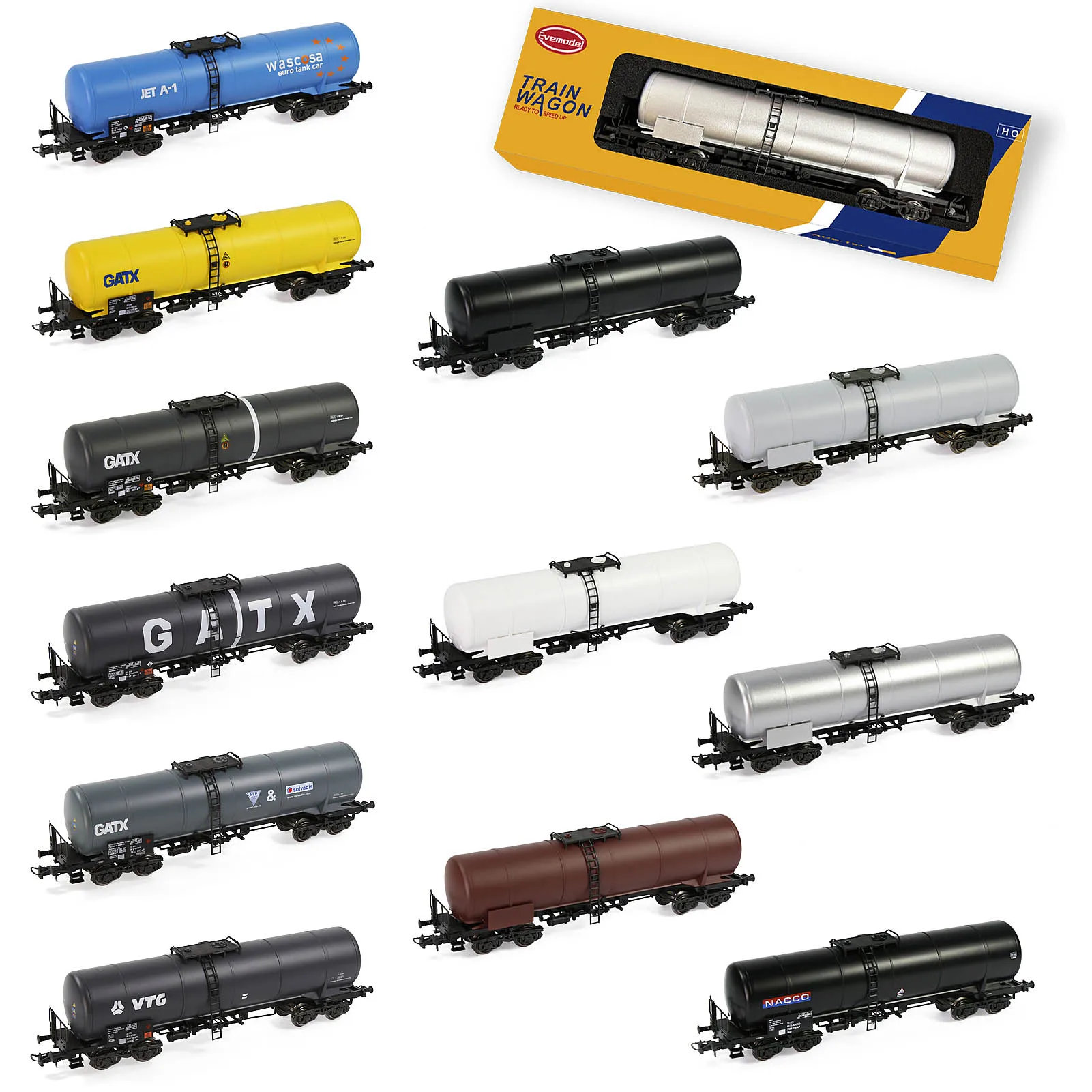 Evemodel Train Wagon HO Scale Oil Tank Car 1:87 Model Tank Wagon Model ...